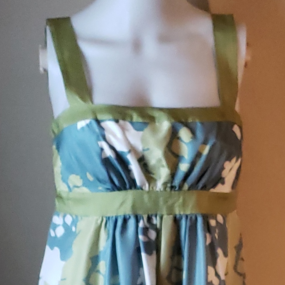Max And Cleo Blue Green White Floral 100% Silk 4 - Gem
